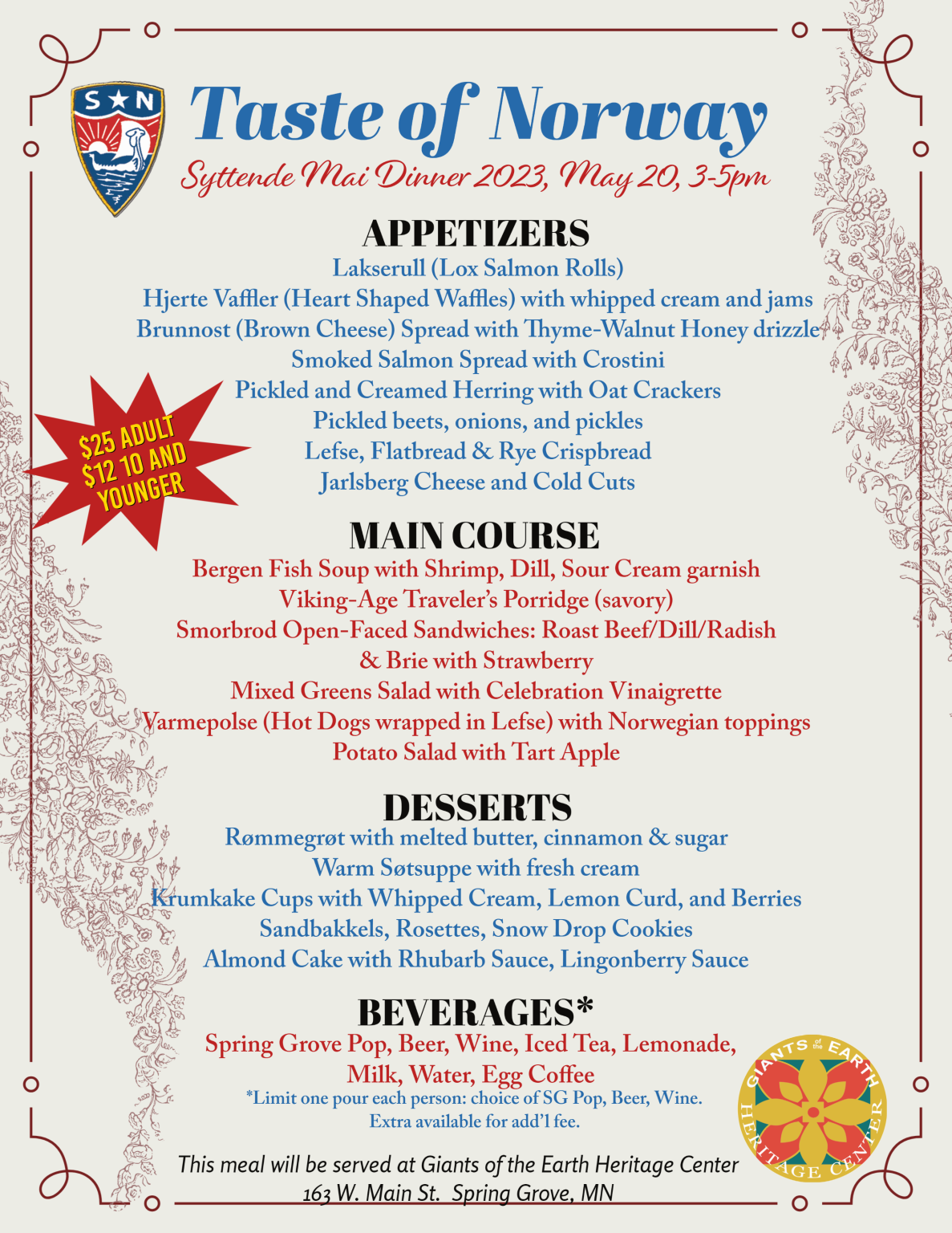 Passport to Norway: Taste of Norway" Dinner